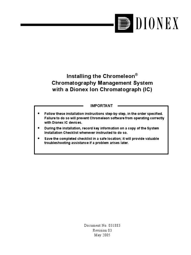 Installing The Chromeleon Chromatography Management System With A ...
