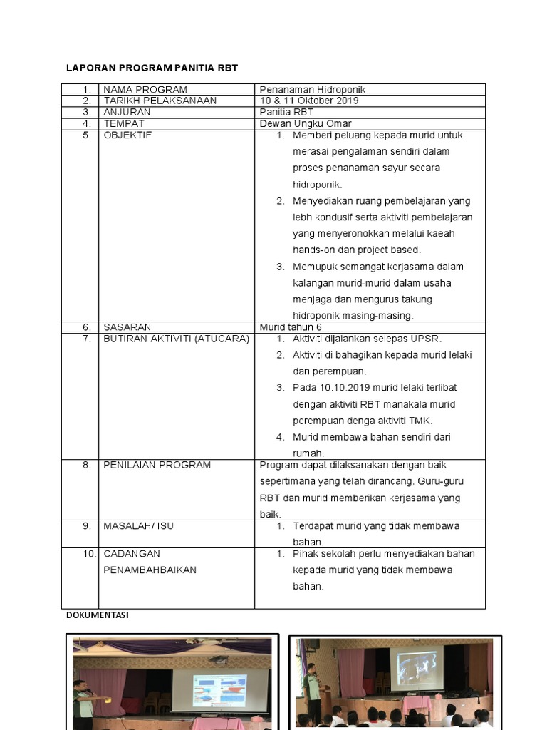 Laporan Program Panitia RBT Upsr | PDF