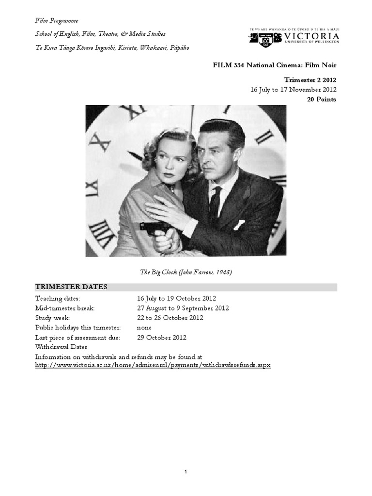 FILM 334 National Cinema: Film Noir Trimester 2 2012 20 Points | PDF ...