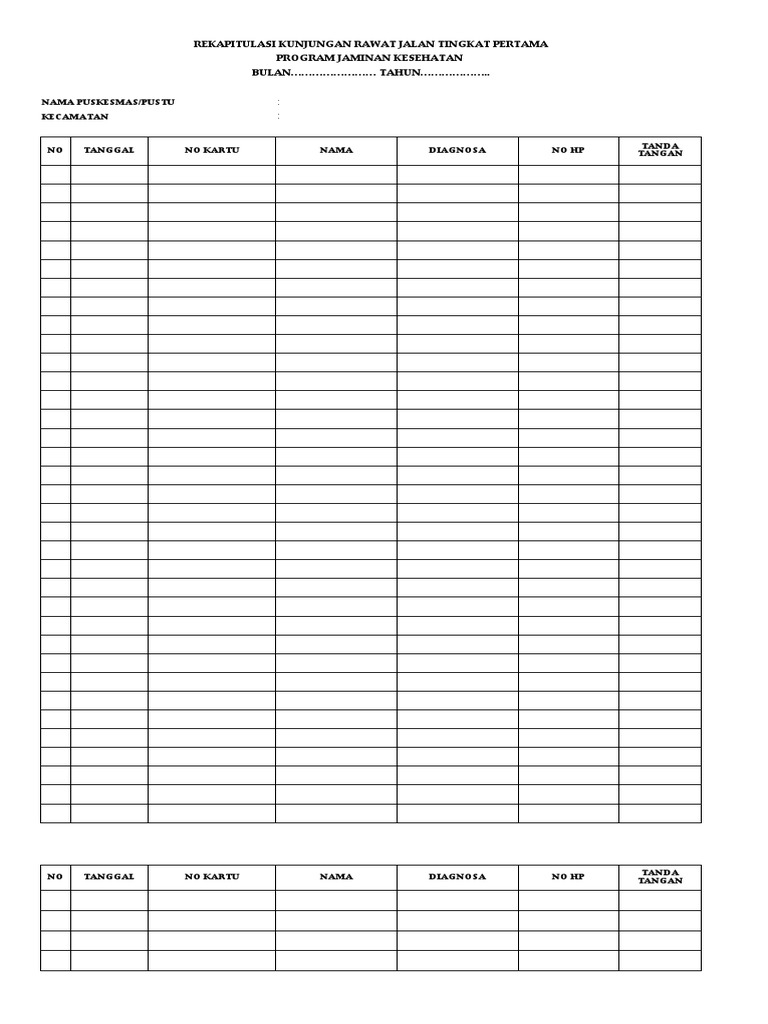 Blangko Kunjungan Sehat | PDF