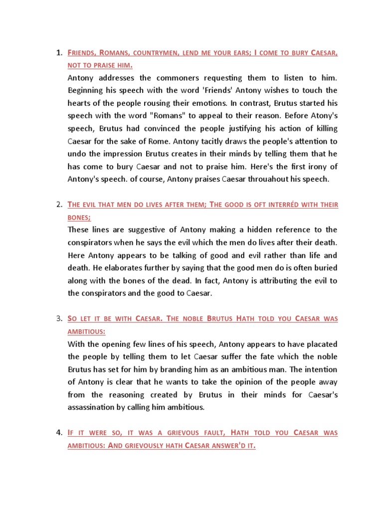 Antony Speech | Download Free PDF | Julius Caesar