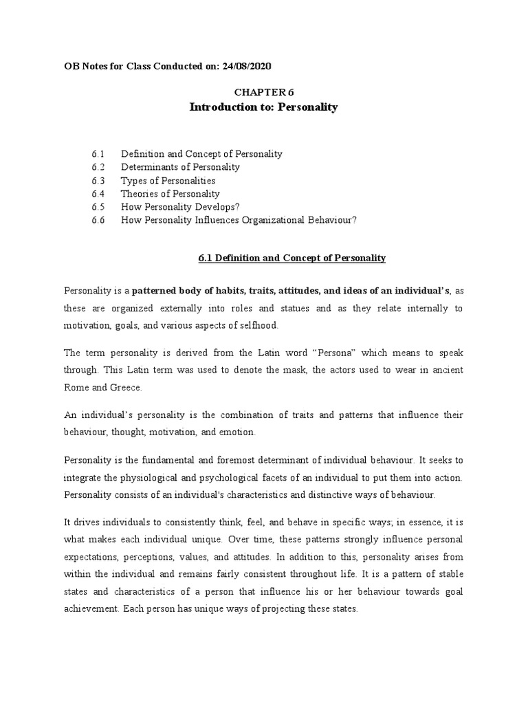 OB Notes For Class Conducted On | PDF | Attitude (Psychology) | Behavior