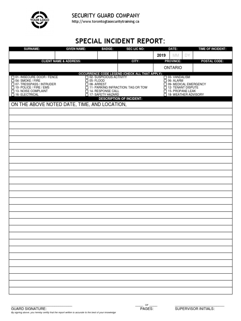 Special Incident Report | PDF