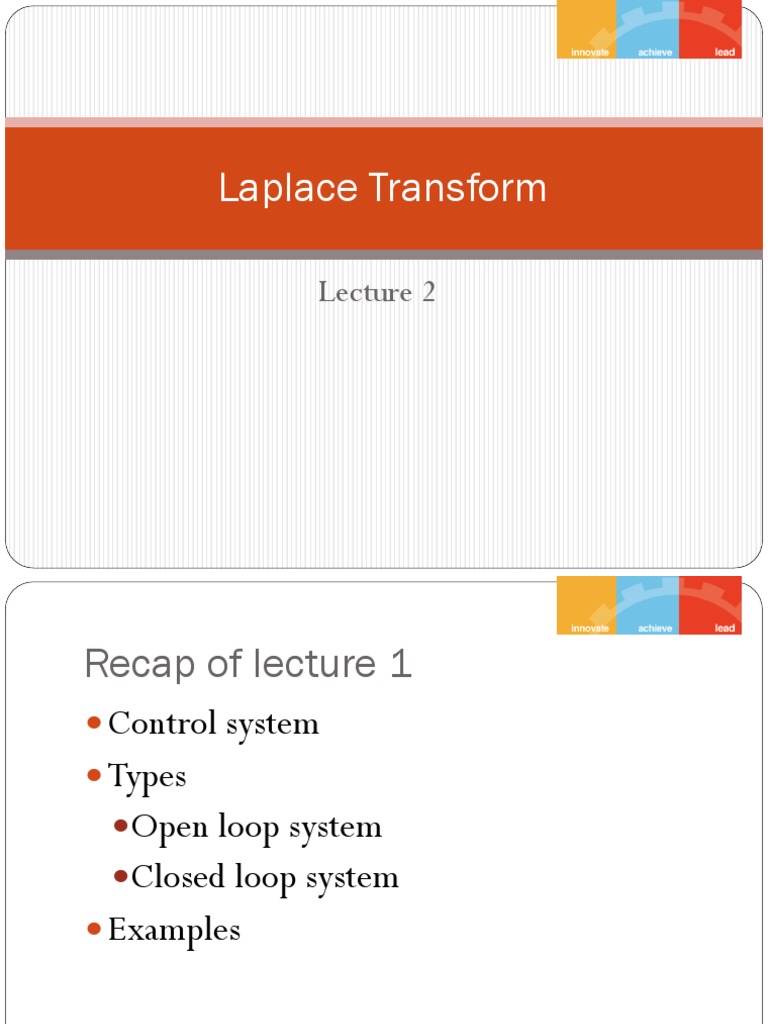 Lecture 2 Laplace Transform | PDF | Control Theory | Control System