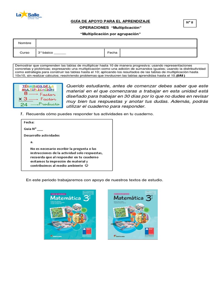 Guía de Multiplicación para 3° Básico | PDF