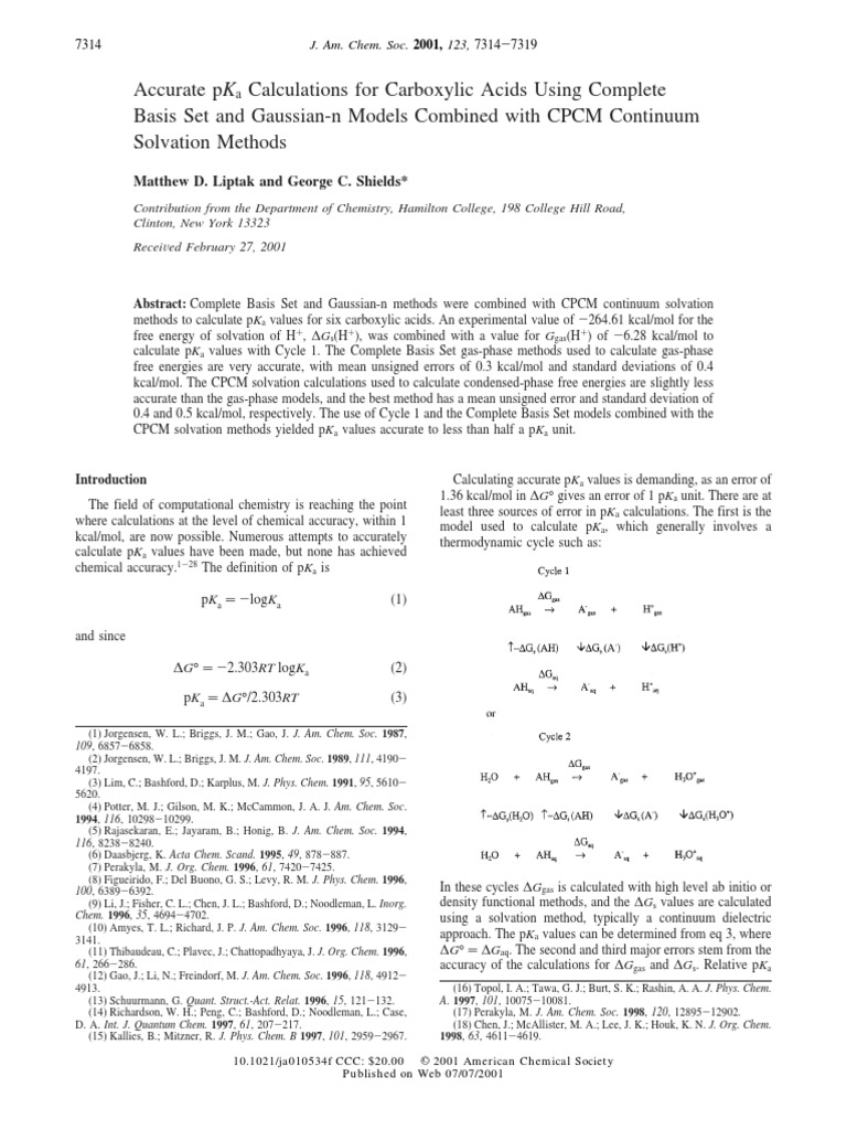 Accurate Pka Calculations For Carboxylic Acids Using Complete | PDF ...