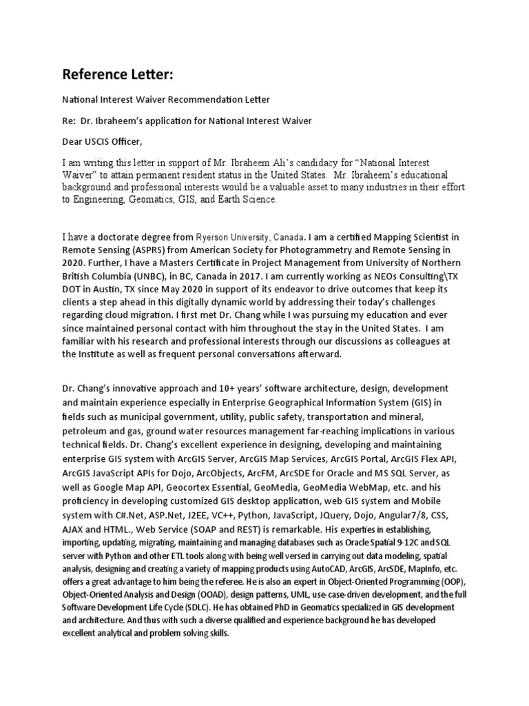 Reference Letter:: Ryerson University, Canada | PDF | Arc Gis ...