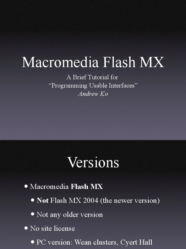 Macromedia Flash MX: A Brief Tutorial For "Programming Usable Interfaces" | PDF | Action Script ...