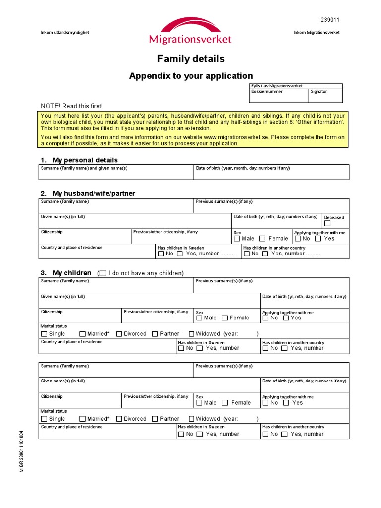 Family Details for Visa Application | PDF | Sibling | Divorce