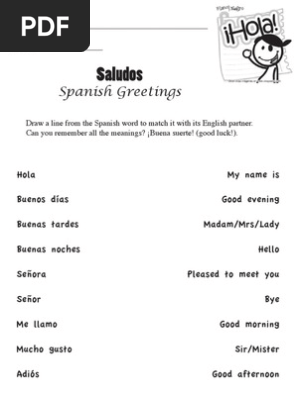 Spanish Greetings Matching