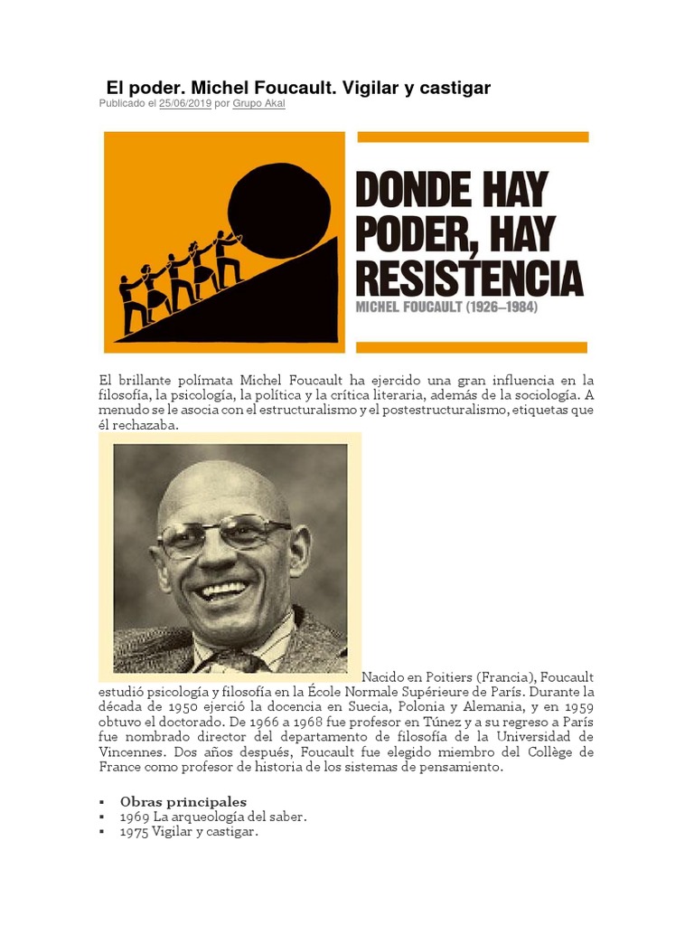 El Poder Según Michel Foucault | PDF | Michel Foucault | Prisión
