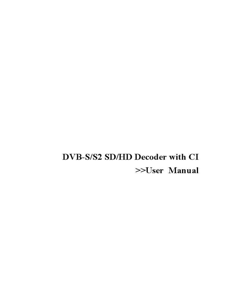 DVB-S, S2 HD, SD Decoder User Manual PDF | PDF | Hdmi | Computer Keyboard