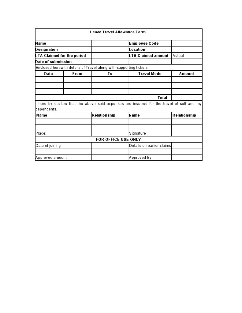 Lta Form | PDF