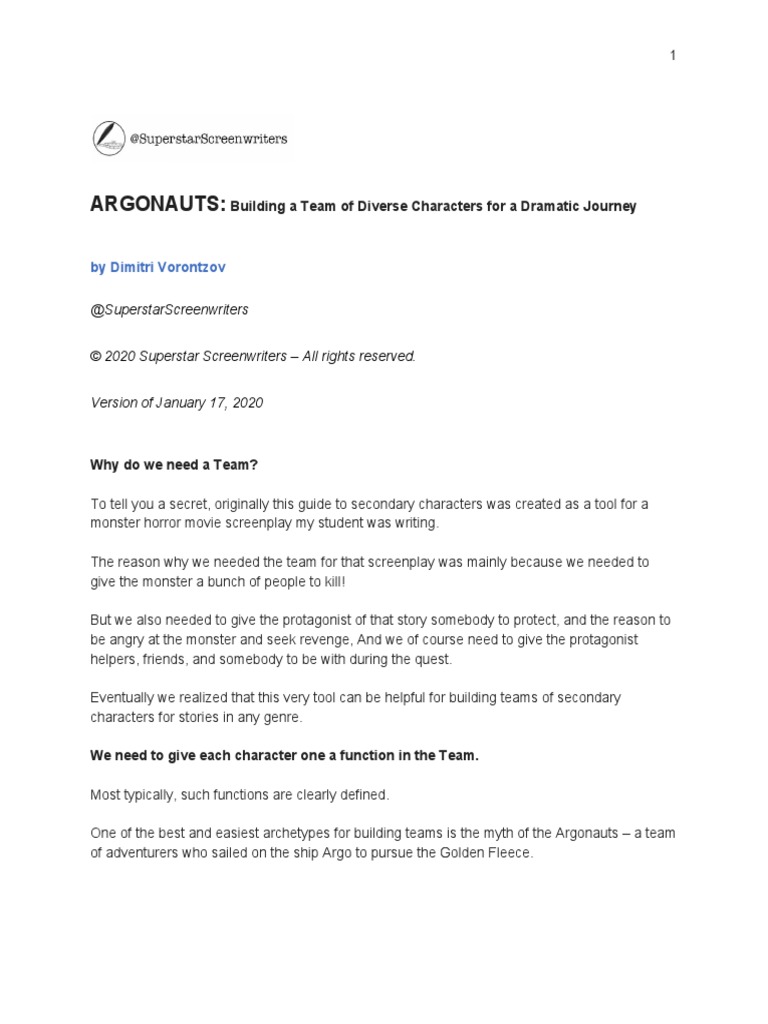 Argonauts Building A Team | PDF | Argonauts | Jason