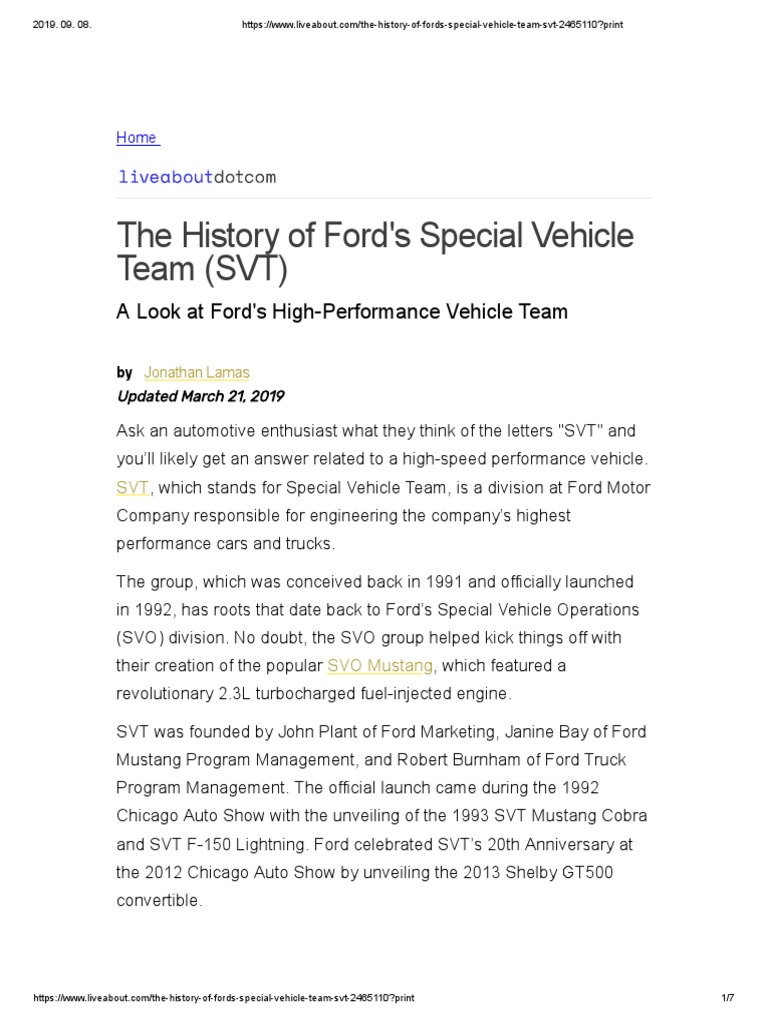 The History of Fords Special Vehicle Team SVT 2465110 PDF | PDF | Ford ...