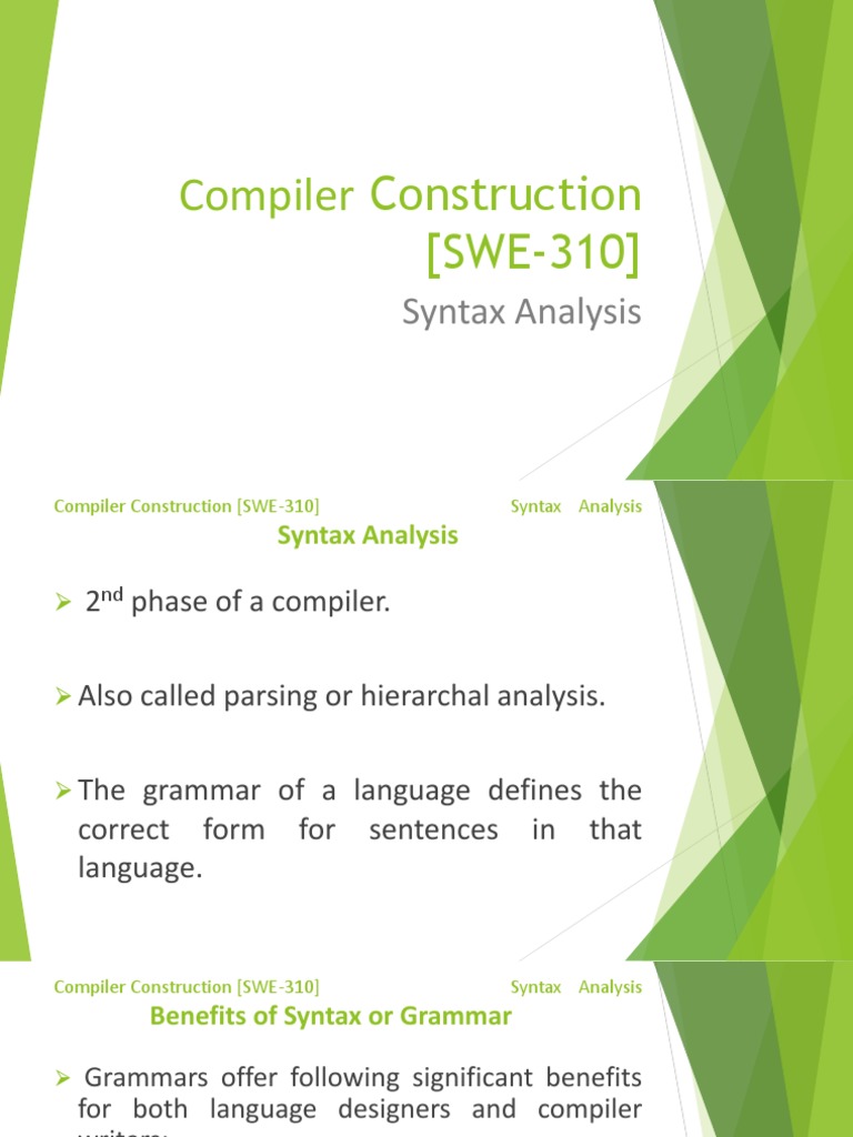 Syntax Analysis | PDF | Parsing | Syntax (Logic) Syntax Analysis | PDF | Parsing | Syntax (Logic)
