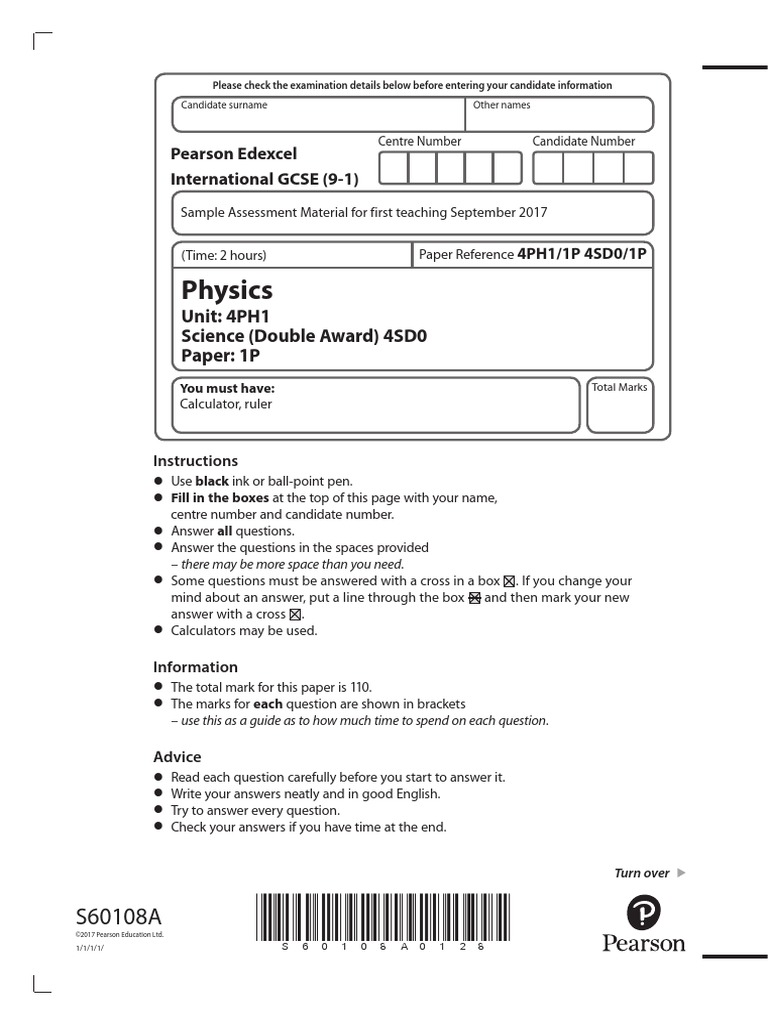 Physics 1P - Specimen Paper | PDF | Light | Waves