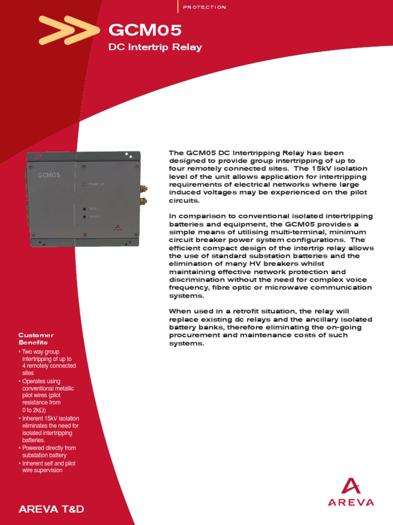 DC Intertrip Relay: Customer Benefits | PDF | Relay | Electrical Substation