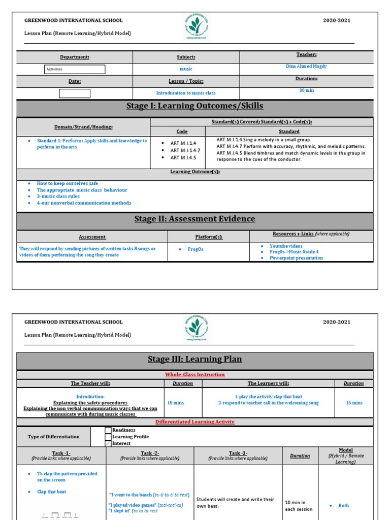 Lesson Plan 2020-21 | PDF | Lesson Plan | Educational Assessment