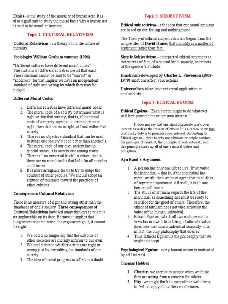 Topic 3: Subjectivism | PDF | Utilitarianism | Social Contract