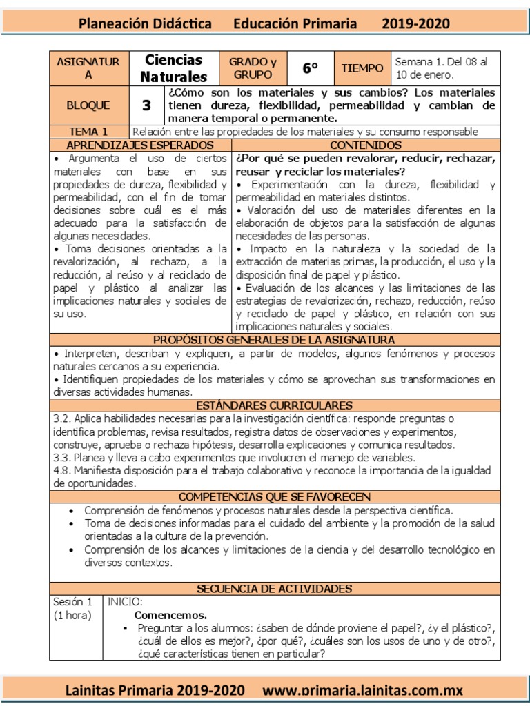 Enero - 6to Grado Ciencias Naturales (2019-2020) | PDF | Educación ...