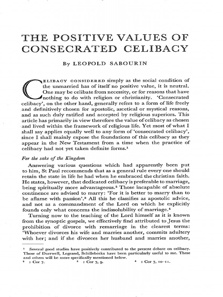 The Positive Values of Consecrated Celibacy PDF | PDF | Celibacy ...