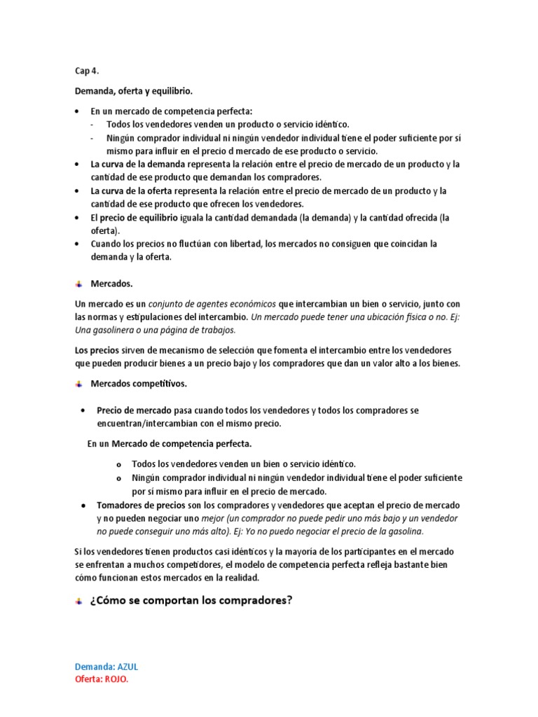 Cap 4 Resumen Acemoglu | PDF | Oferta y demanda | Oferta (economía)
