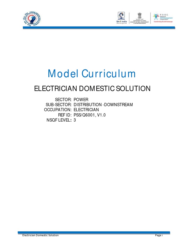 Model Curriculum - Electrician Domestic Solutions PDF | PDF ...