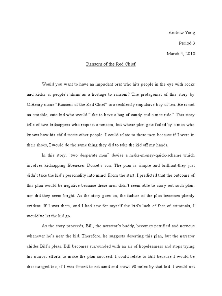 Ransom of The Red Chief | PDF | Kidnapping