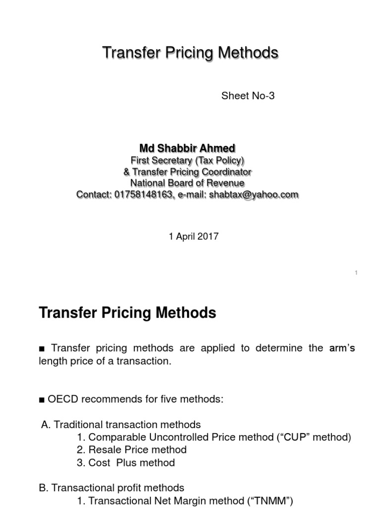 3.transfer Pricing Methods (Sheet No-3) | PDF | Cost | Business Economics