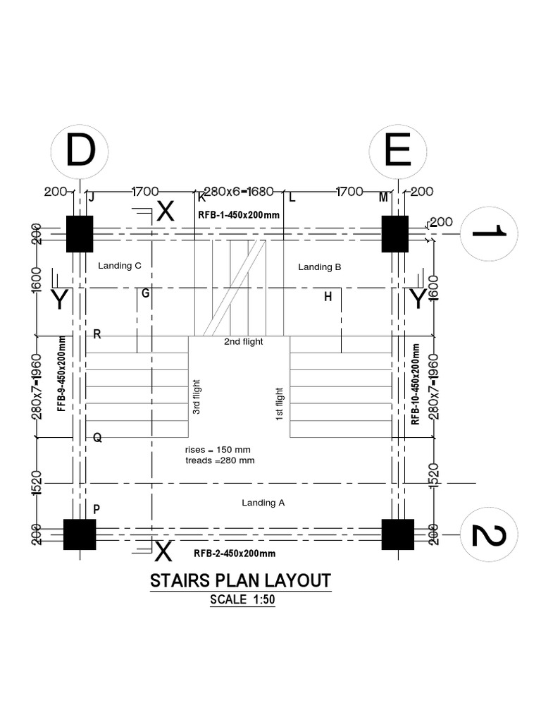 Stairs Plan Layout: J K L M | PDF