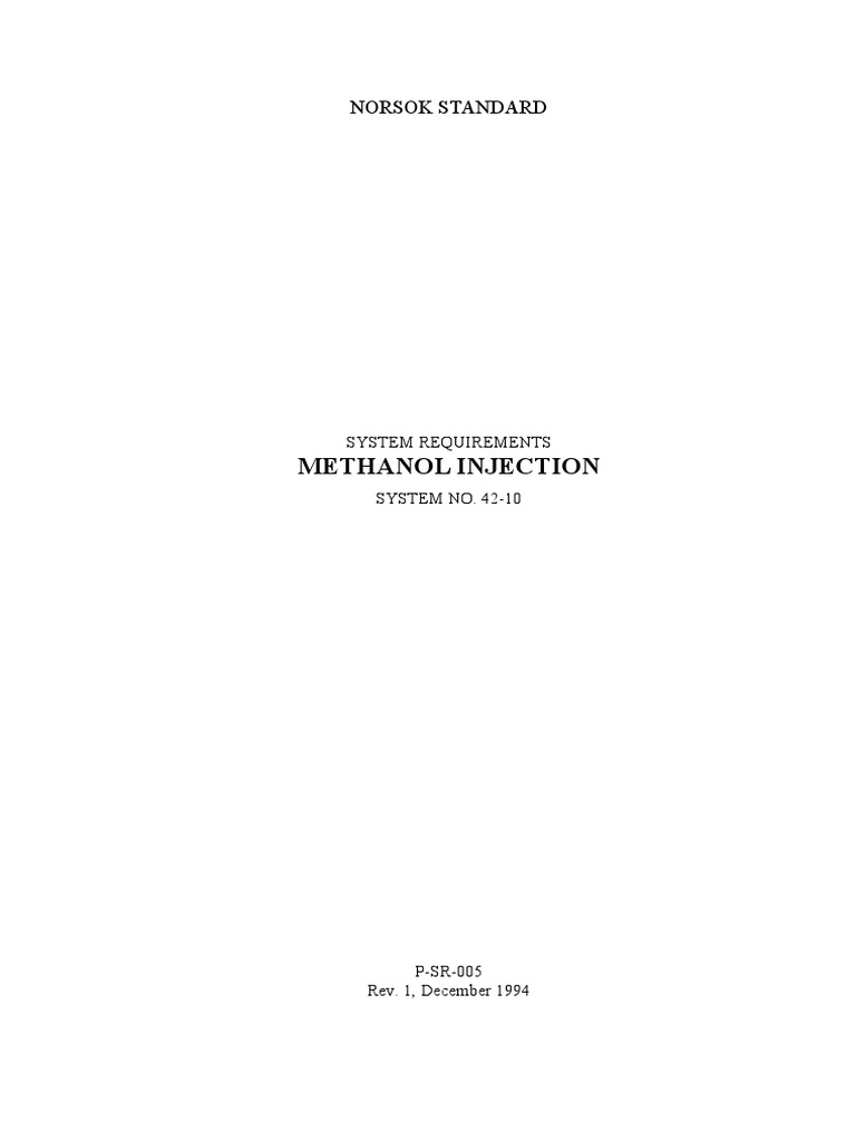 P-sr-005r1 Methanol Injection Skid Spec | PDF | Methanol | Pump