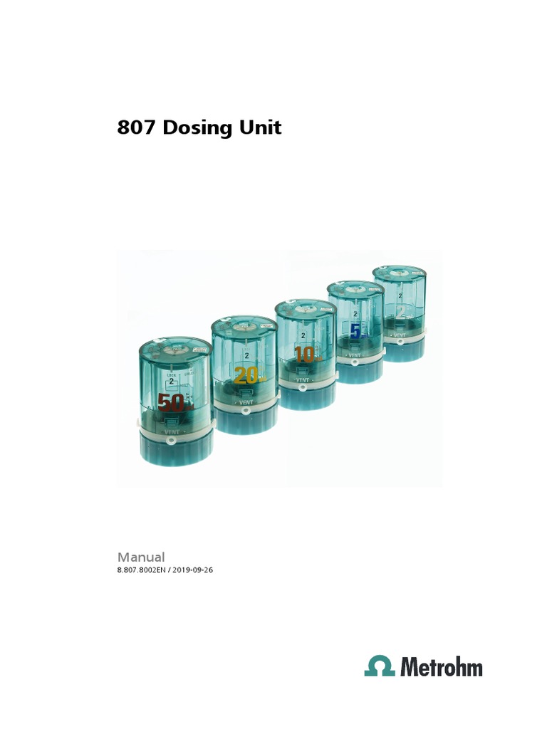 807 Dosing Unit: Manual | PDF | Adsorption | Valve