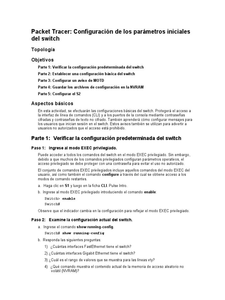 Packet Tracer Guia Ejercicios | PDF | Dirección IP | Contraseña