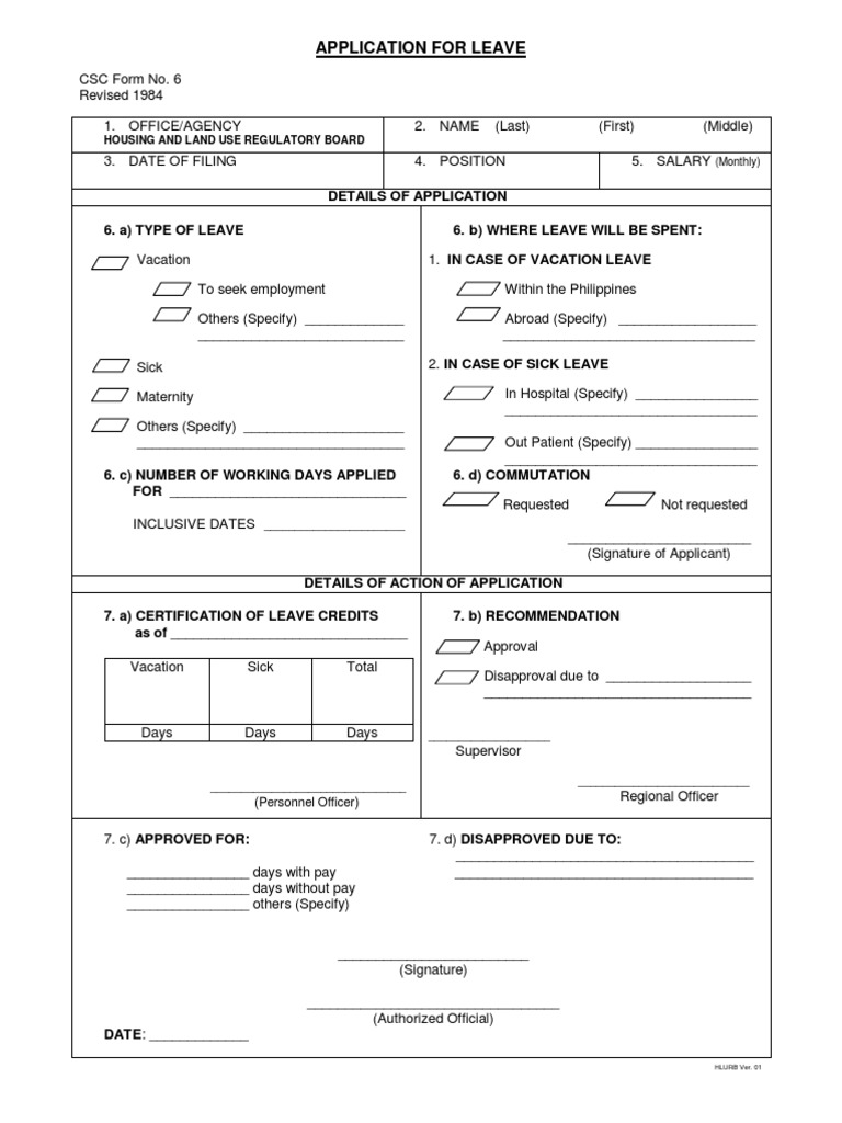 Application For Leave Without Letterhead Regions | Download Free PDF ...