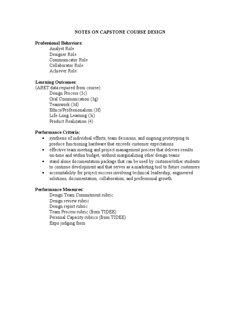 Preparing for Capstone Success: Understanding Course Expectations and ...