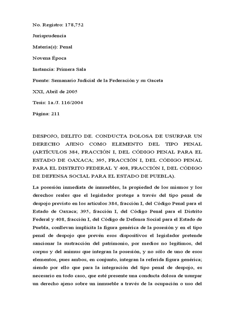 Que es el despojo en derecho