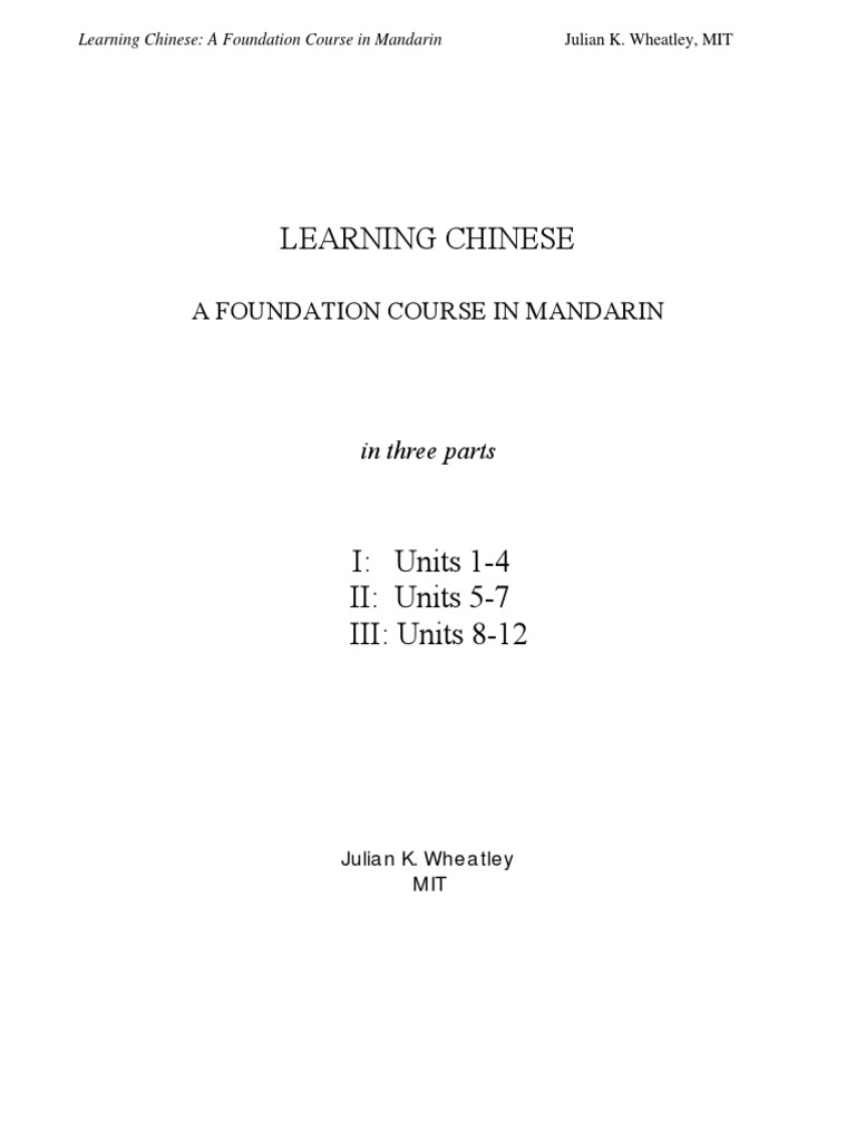 A Foundation Course in Mandarin | PDF | Chinese Language | Pinyin