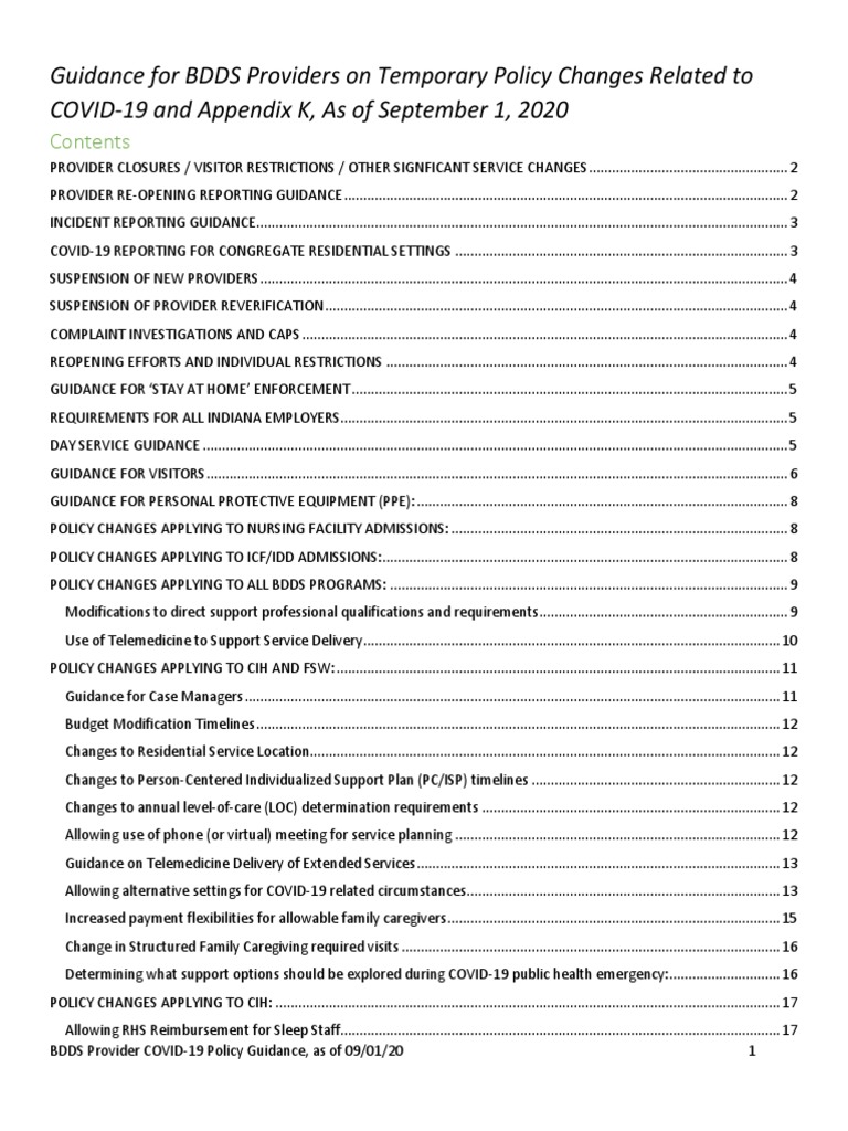 Updated Guidance BDDS Providers Temp Policy Changes | PDF | Personal ...