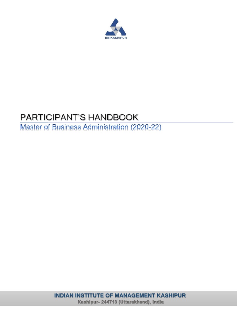 Participant's Handbook 2020-22 PDF | PDF | Master Of Business ...