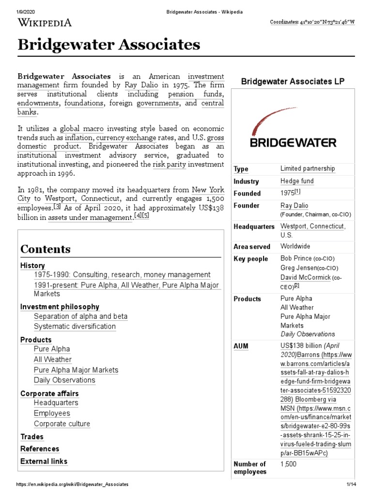 Bridgewater Associates - Wikipedia | PDF | Investing | Financial Economics