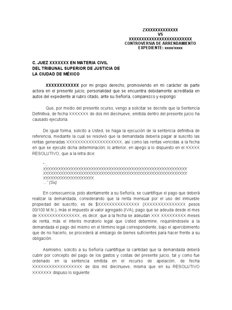 Solicitud Ejecución de Sentencia | PDF | Sentencia (ley) | Información del gobierno