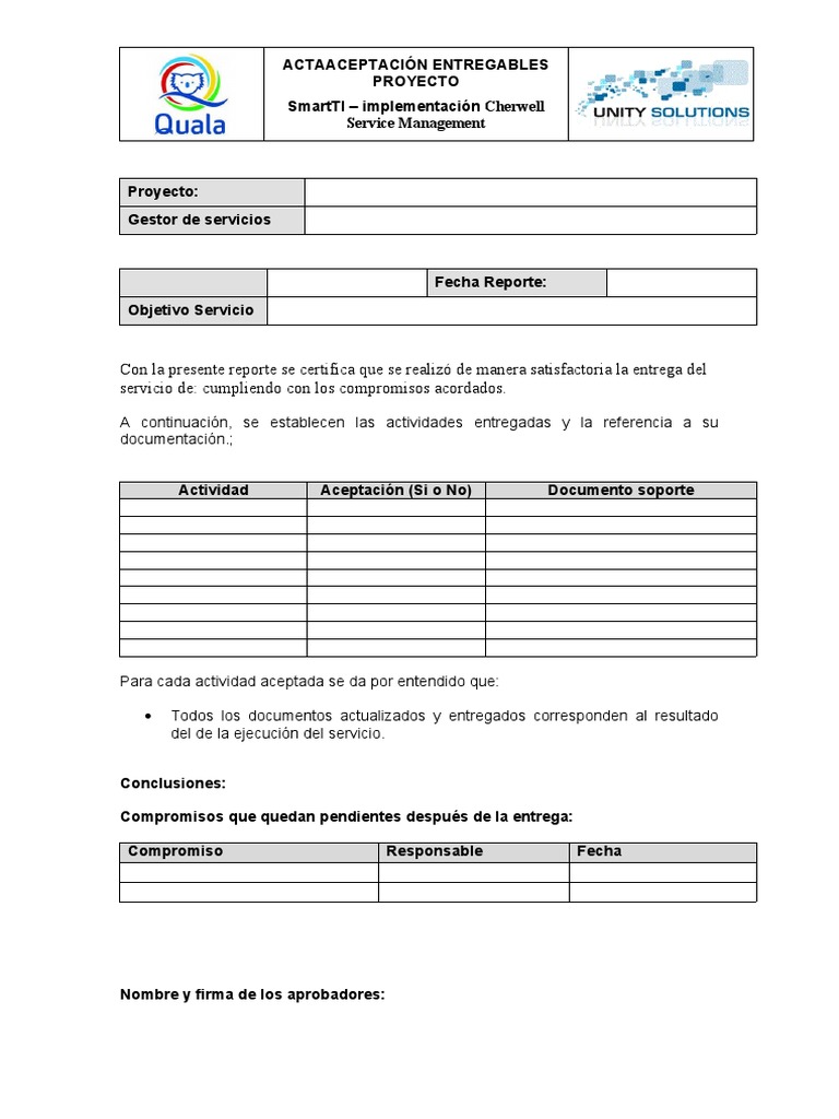Acta de Entrega Servicios | PDF Acta de Entrega Servicios | PDF
