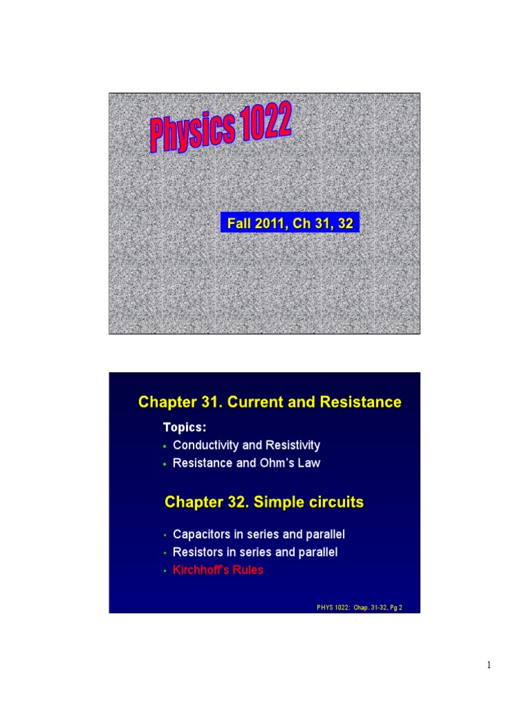 Topics:: Conductivity and Resistivity Resistance and Ohm's Law | PDF ...