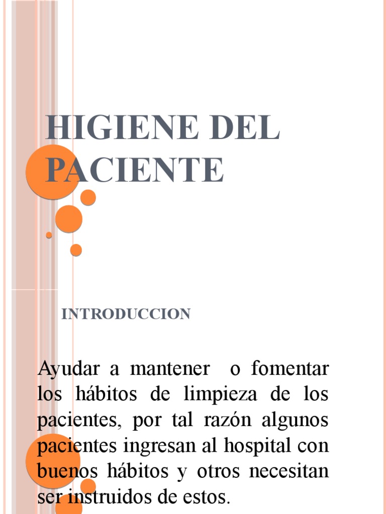 Higiene del paciente: tipos de aseo y conceptos clave | PDF | Higiene ...