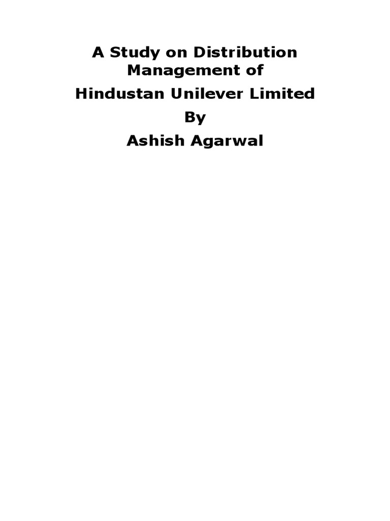A Study On Distribution Management of Hindustan Unilever Limited by ...