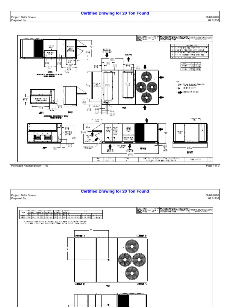 Certified 20 Ton Rooftop Drawing | PDF | Technology & Engineering