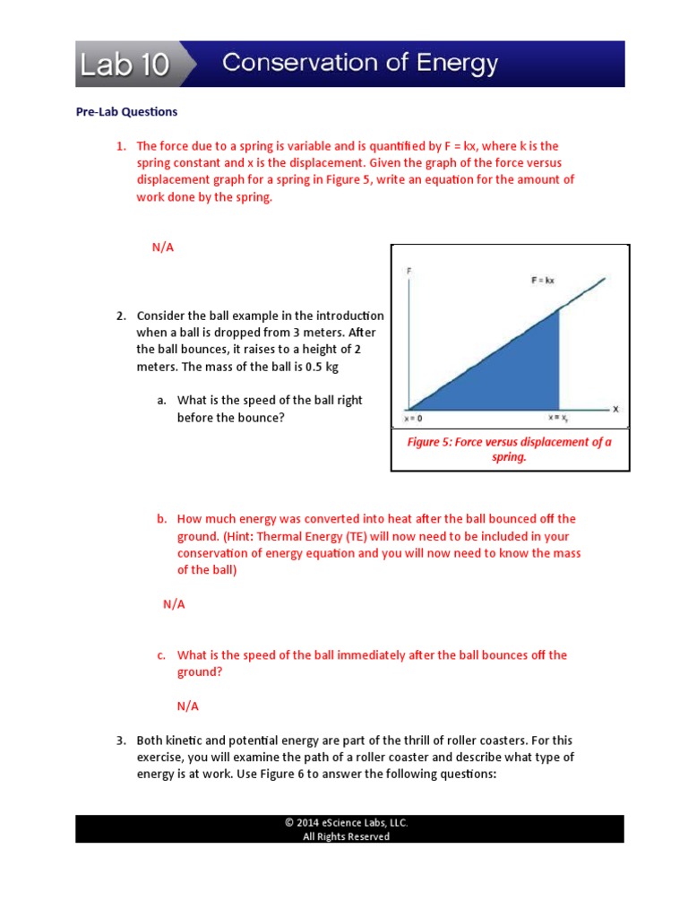 Conservation of Energy - Pre-Lab Quiz | PDF | Potential Energy ...