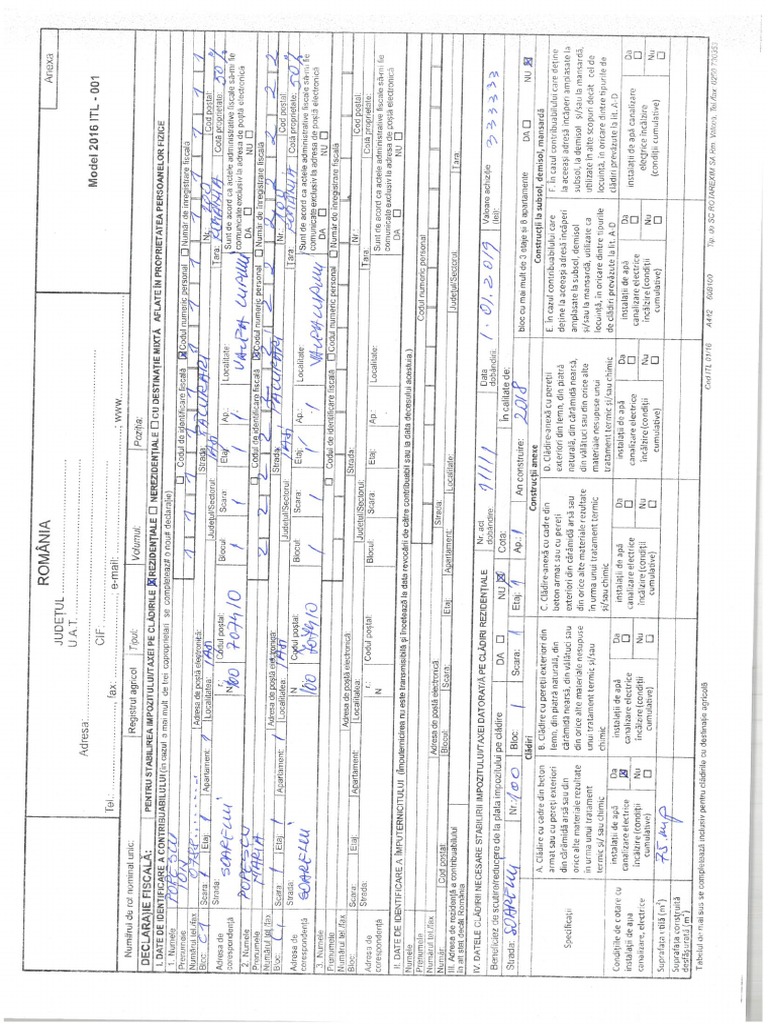 Model Completare Declaratie Fiscala Cladire | PDF