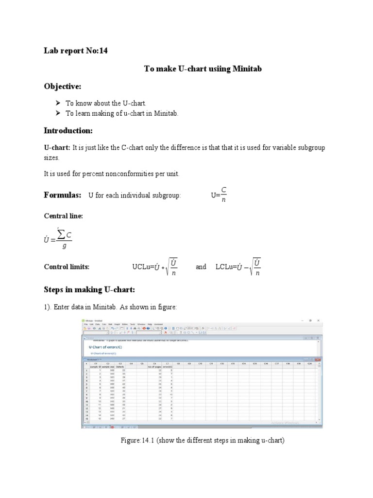 Lab Report No:14 To Make U-Chart Usiing Minitab Objective | PDF